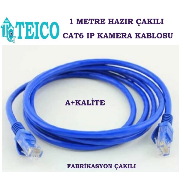 Cat6 1 Metre 23 AWG Hazır Uçları Fabrikasyon Yapılı Ip Kamera Kablosu ...