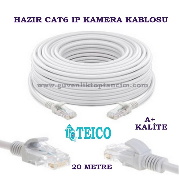 Cat6 Patch Kablo 20 Metre 23 AWG Hazır Uçları Fabrikasyon Yapılı Ip ...